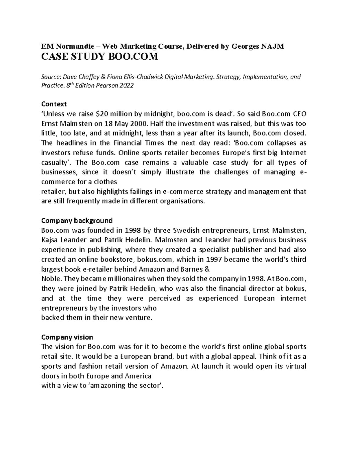 Case Study Boodot COM - EM Normandie – Web Marketing Course, Delivered ...