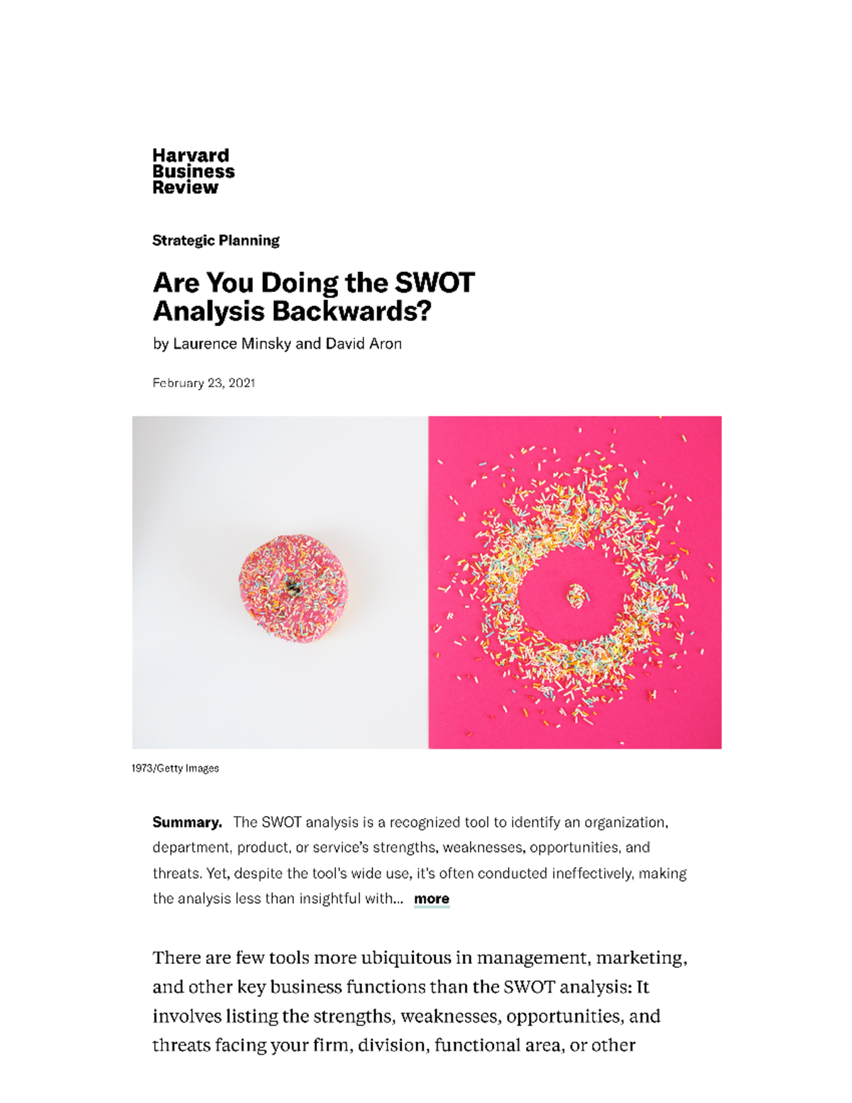 Are You Doing SWOT Analysis Backwards - Harvard Business Review ...