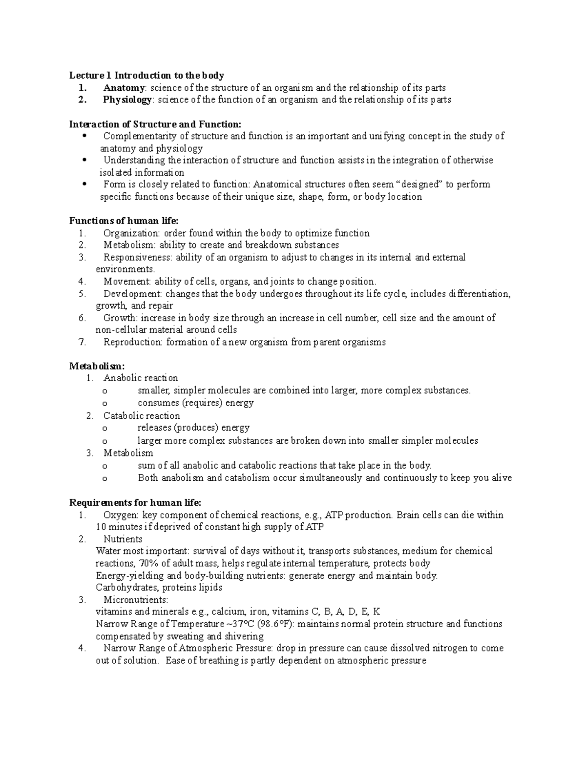 Introductory Module - Week 1 - Lecture 1 Introduction to the body 1 ...