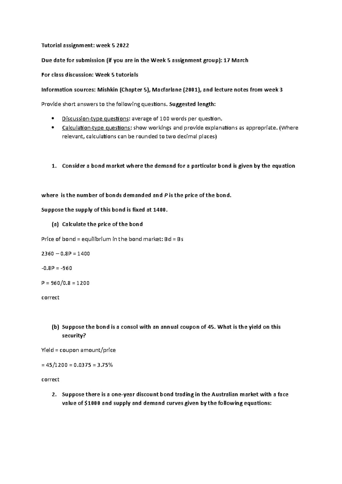 Tutorial assignment week 5 2022 - Tutorial assignment: week 5 2022 Due ...