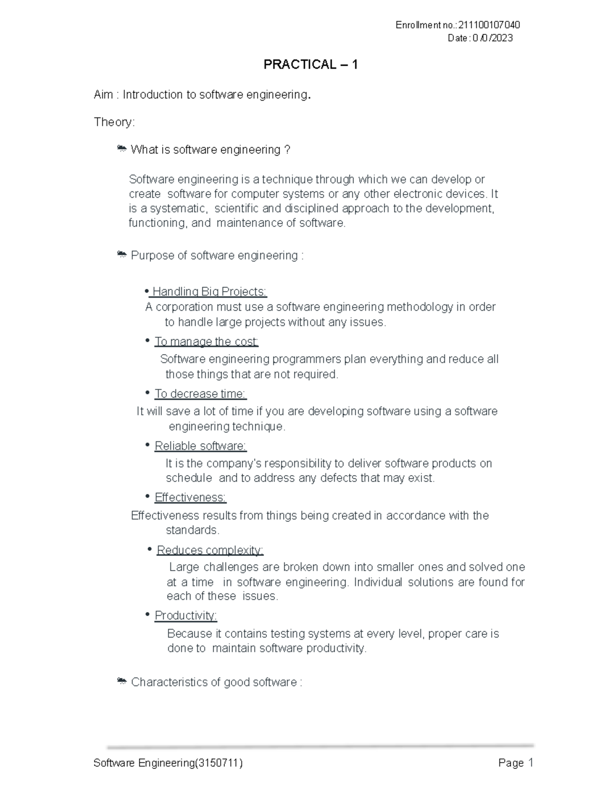 SE prc1 (40) - PRACTICAL – 1 Aim : Introduction to software engineering ...