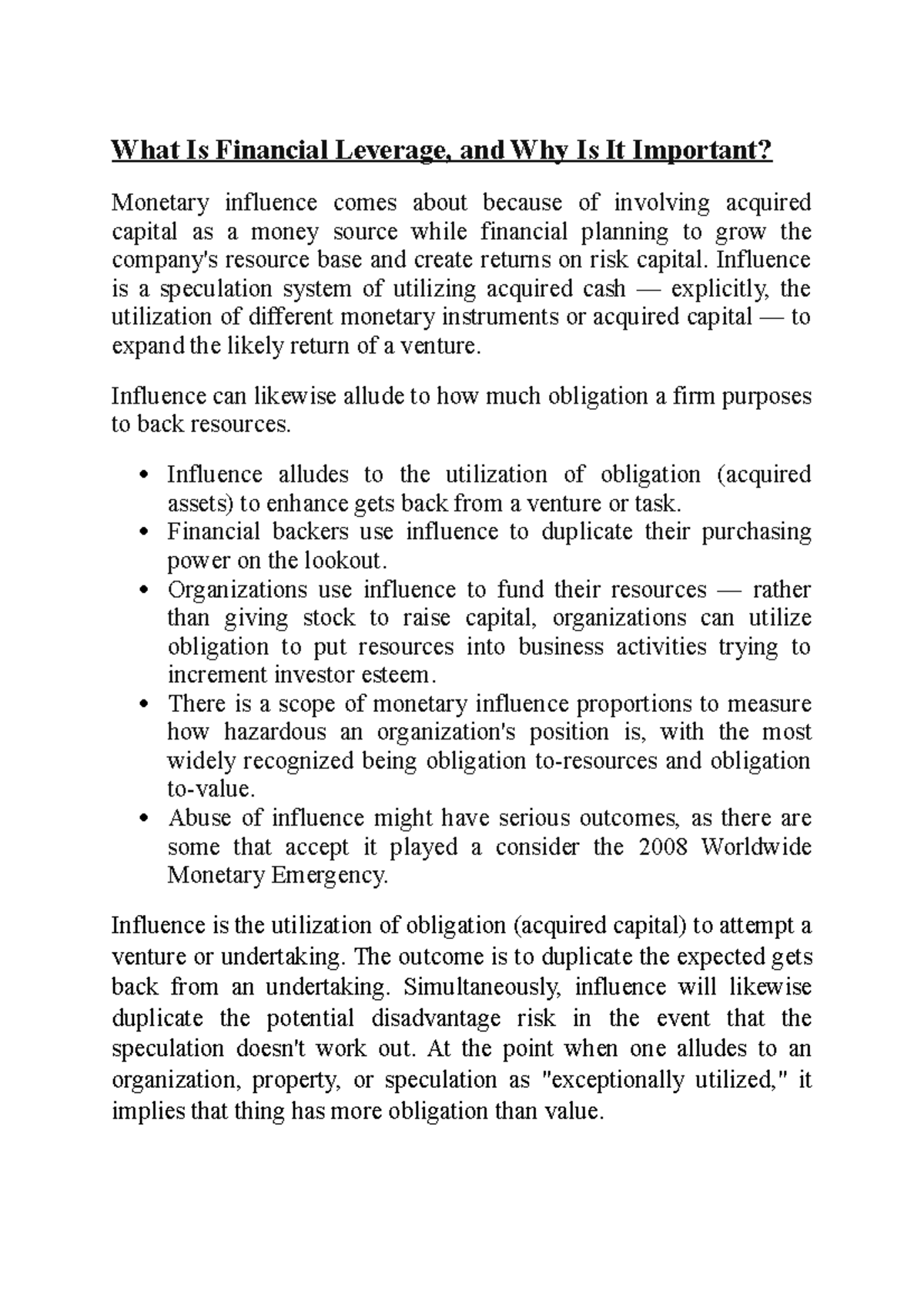 What Is Financial Leverage, and Why Is It Important - Influence is a ...