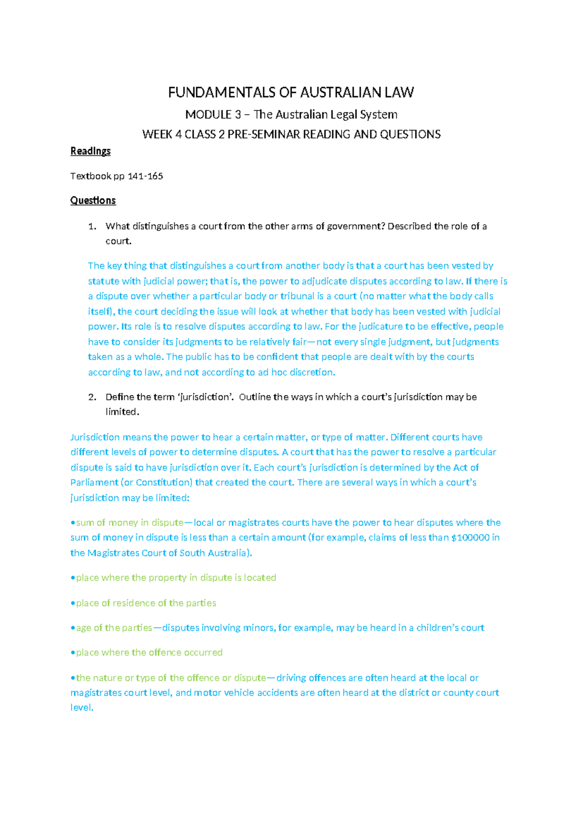 Week 4.2 pre-seminar reading and questions Aut 2024 - FUNDAMENTALS OF ...