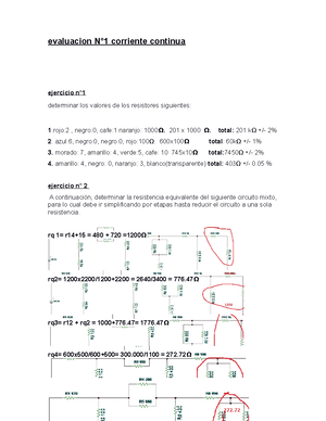 EVALUACIÓN 3 CIRCUITOS DE CORRIENTE CONTINUA - CIRCUITOS DE CORRIENTE CONTINUA EVALUACIÓN N° 3 ...
