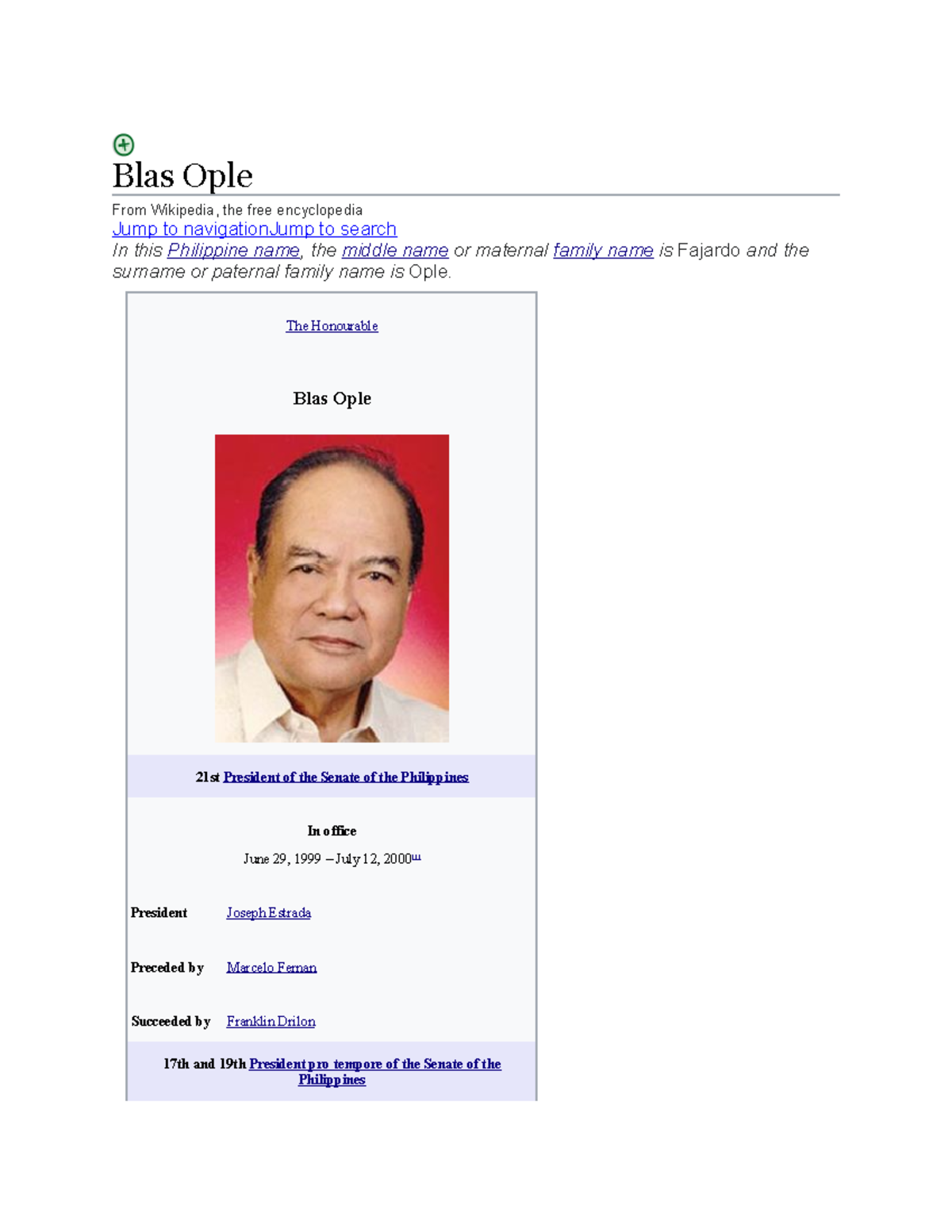 10 - You can use this as reference. - Blas Ople From Wikipedia, the free encyclopedia Jump to ...