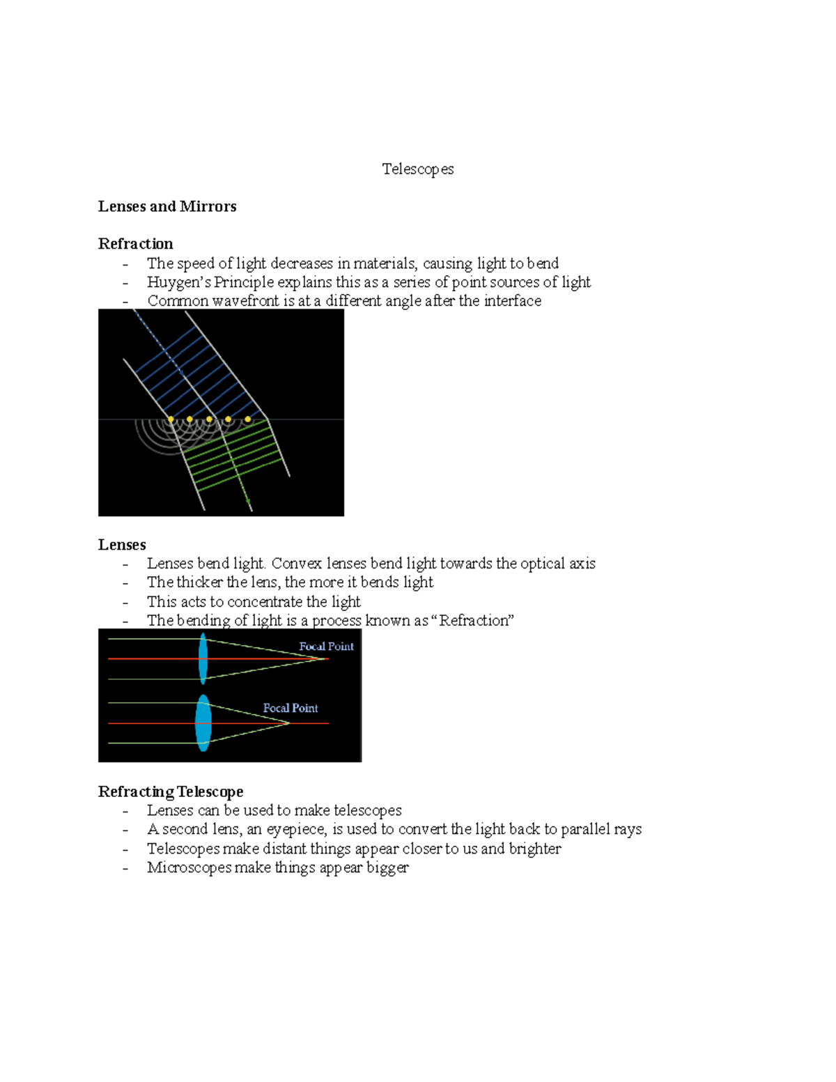 Telescopes - Lecture notes 5-7 - Telescopes Lenses and Mirrors ...