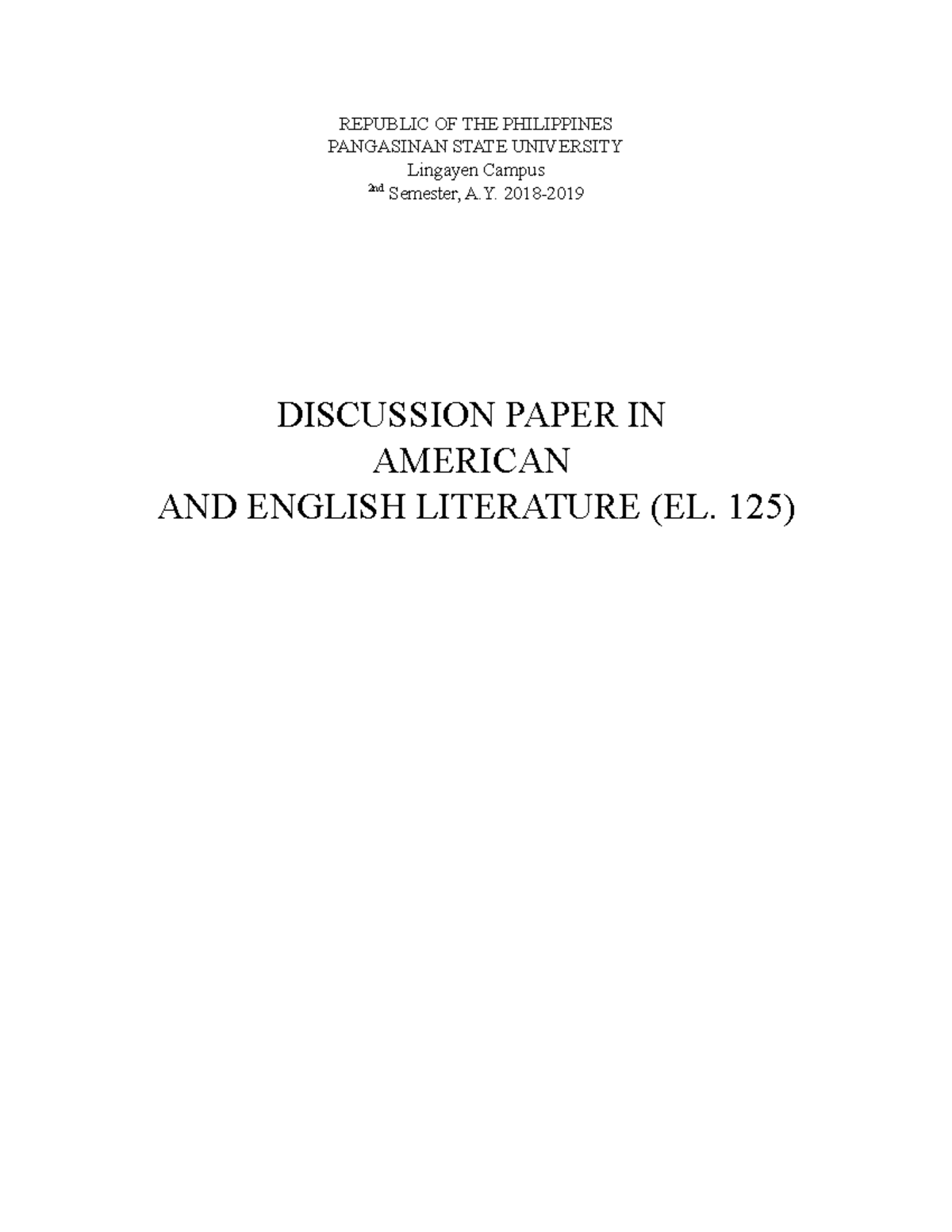 Discussion Paper IN EL. 125 - Computer Fundamentals and Programming ...