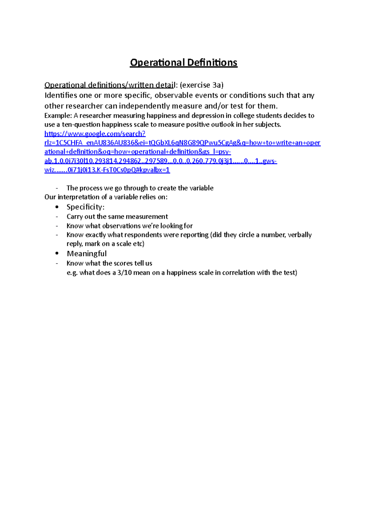 Operational Definitions - Operational Definitions Operational ...