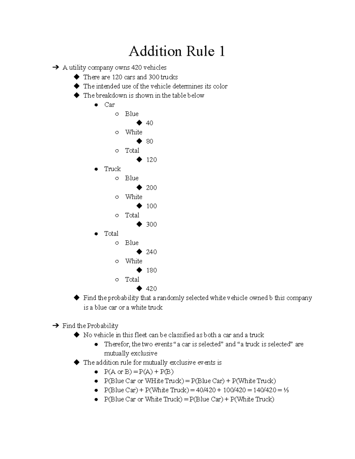 Addition Rule 1 - Studocu
