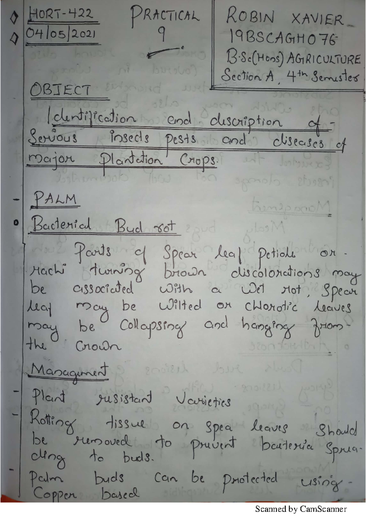 19 Bscag h 6,HORT 422, Practical 9 preview - Agriculture - Studocu