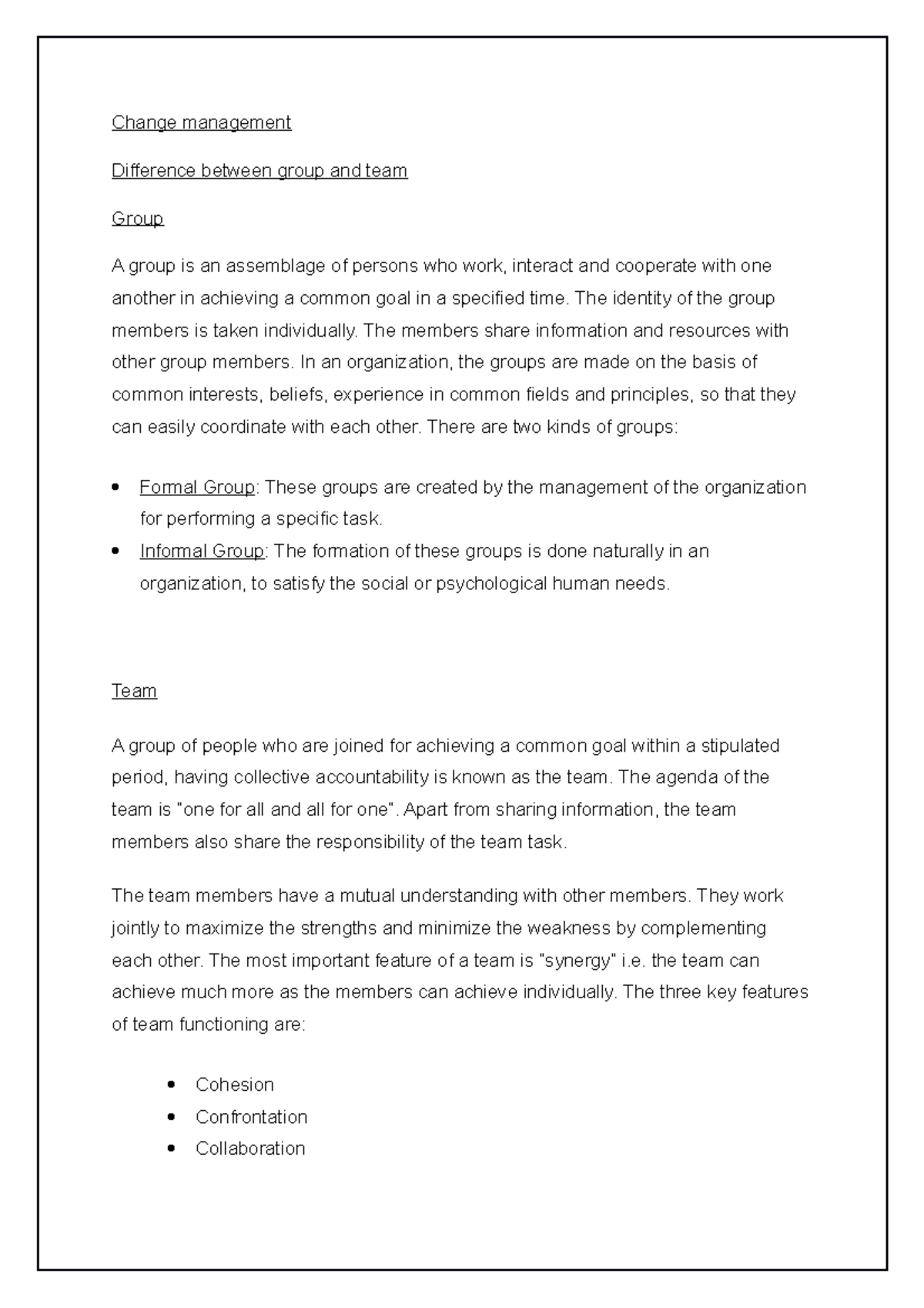 Change management - assignments - Change management Difference between ...
