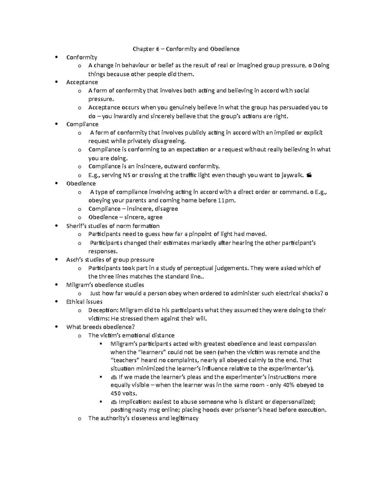 Chapter 6 – Conformity and Obedience - Chapter 6 – Conformity and ...
