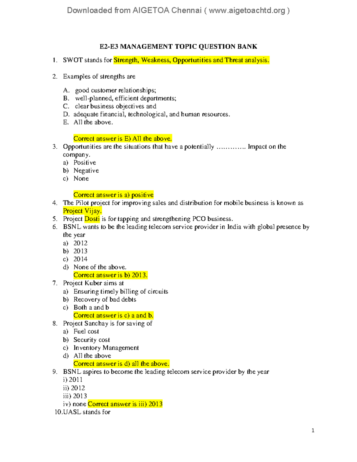 Management E2 E3 Question Bank - E2-E3 MANAGEMENT TOPIC QUESTION BANK ...