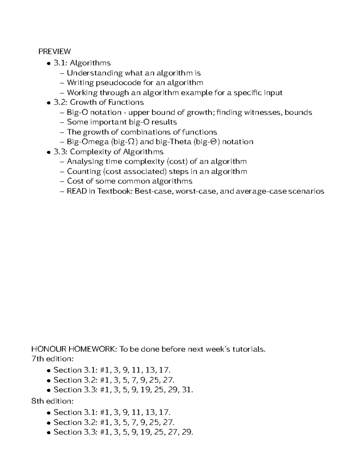 MATH2080 Lecture 10 Sections 3p1 3p2 3p3 Algorithms Growth Of Functions - PREVIEW 3: Algorithms ...