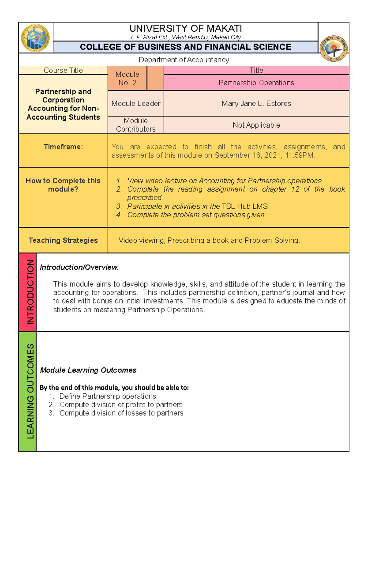 Module 2 Partnership Operations - financial accounting nd reporting by ...