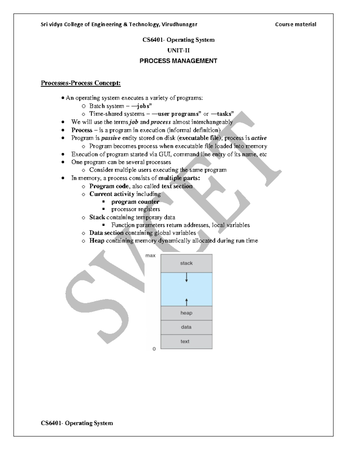 Os unit-2 - good - CS6401- Operating System UNIT-II PROCESS MANAGEMENT Processes-Process Concept ...