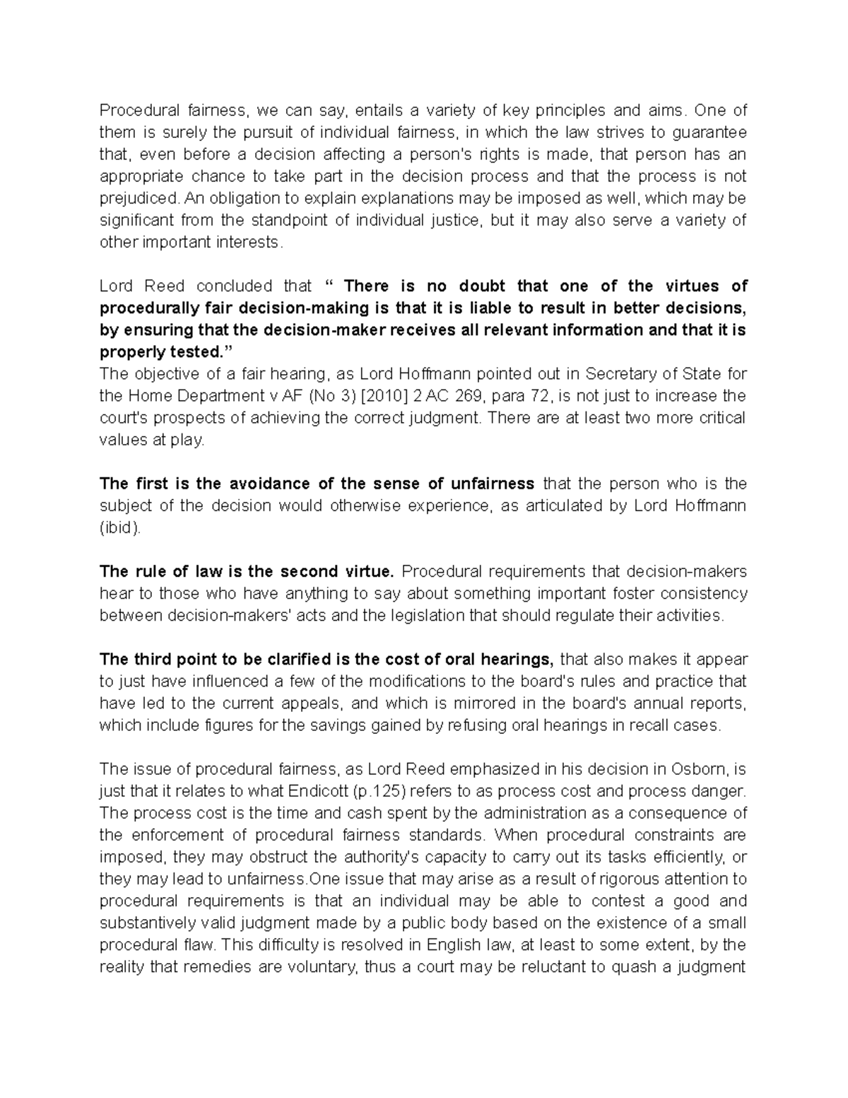 Procedural fairness - One of them is surely the pursuit of individual ...