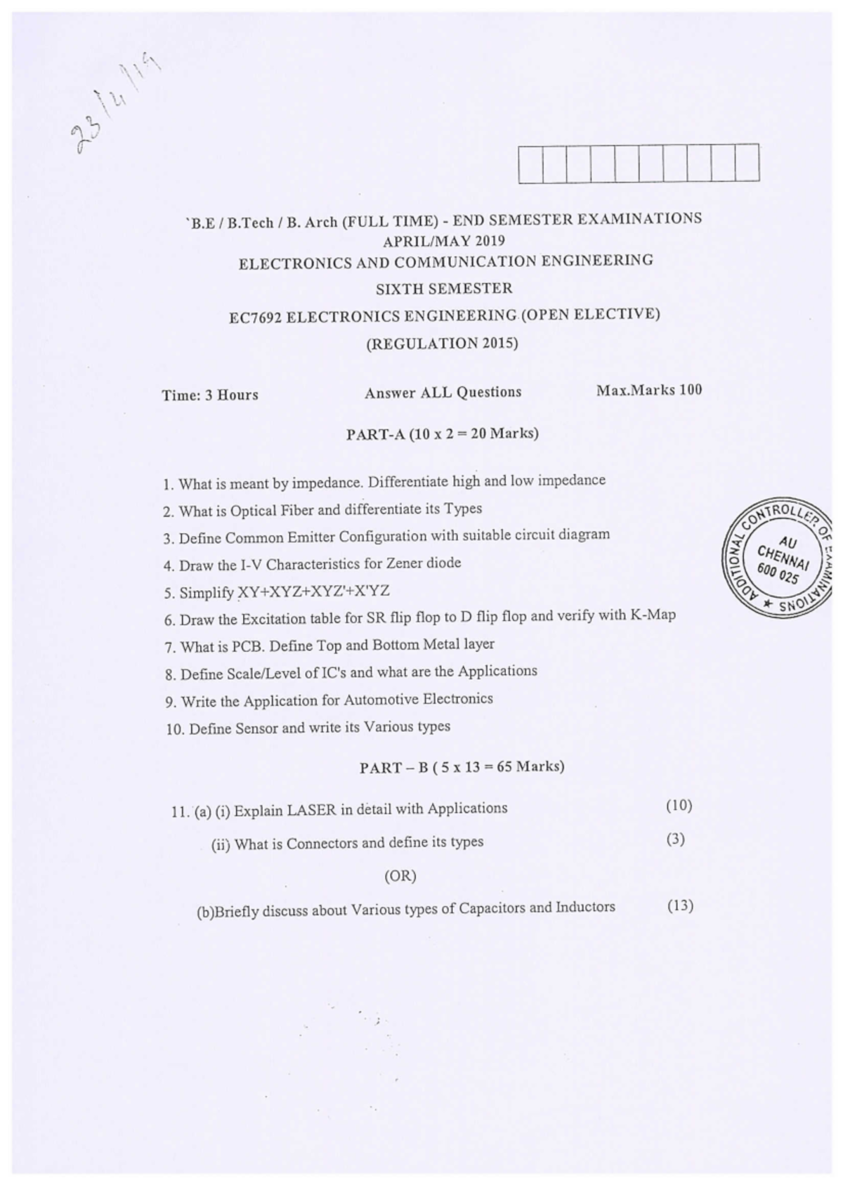 Ece 6th sem electronic engineering question paper - Electronics ...