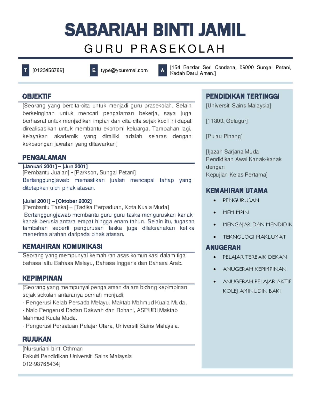 Contoh resume bahasa melayu 5 - SABARIAH BINTI JAMIL G U R U P R A S E ...