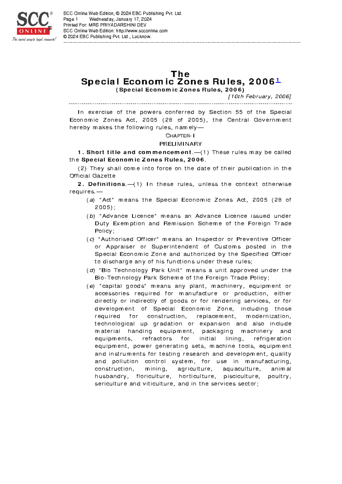N Special Economic Zones Act 2005 priyadarshinidev walawin 20240117 ...