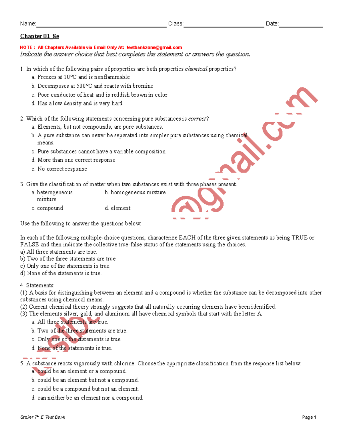 Solutions and Test Bank For General, Organic, and Biological Chemistry ...