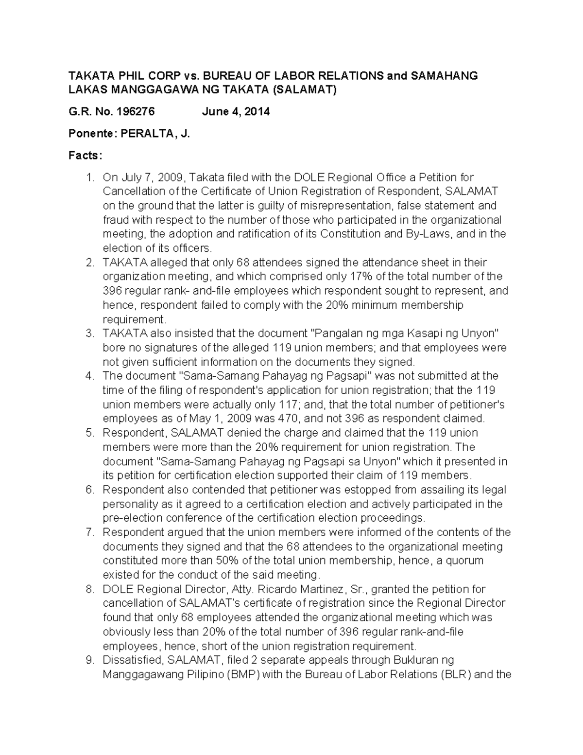 Takata PHIL CORP vs BLR - TAKATA PHIL CORP vs. BUREAU OF LABOR ...