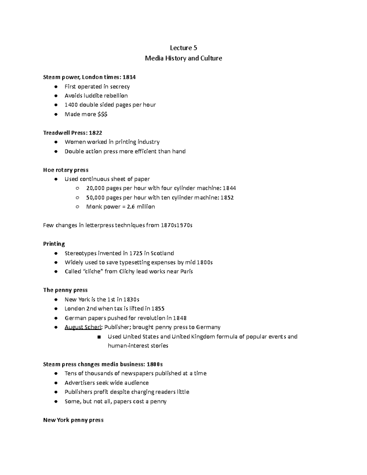 Lecture 5 Media History and Culture - Lecture 5 Media History and ...