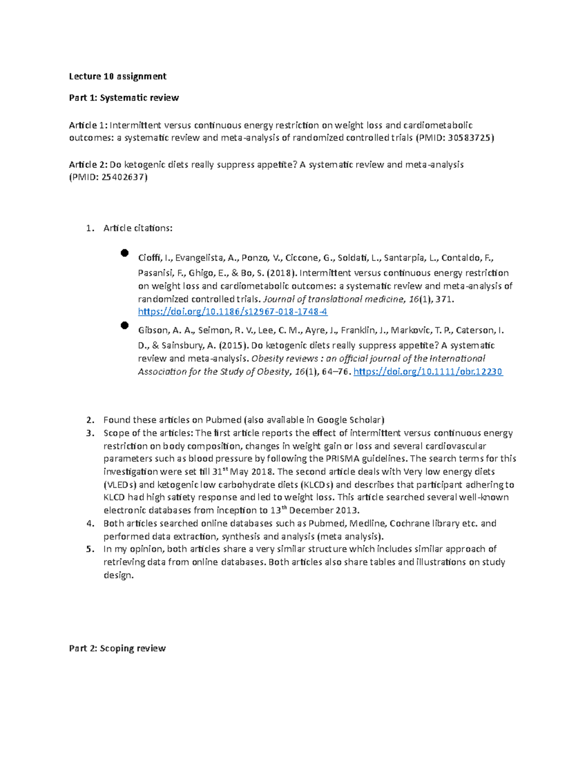 Lecture 10 Assignment Systematic Review Lecture 10 Assignment Part