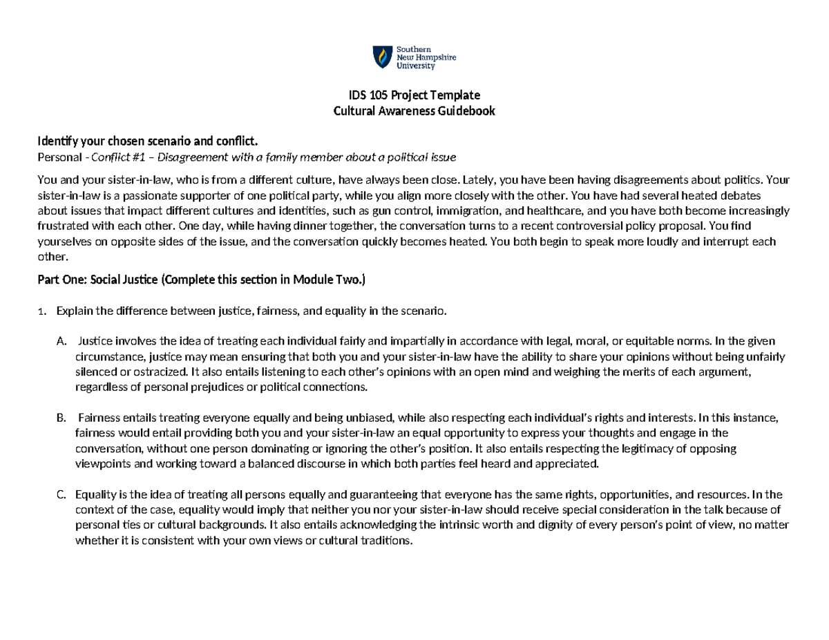 IDS 105 Project Template - IDS 105 Project Template Cultural Awareness ...