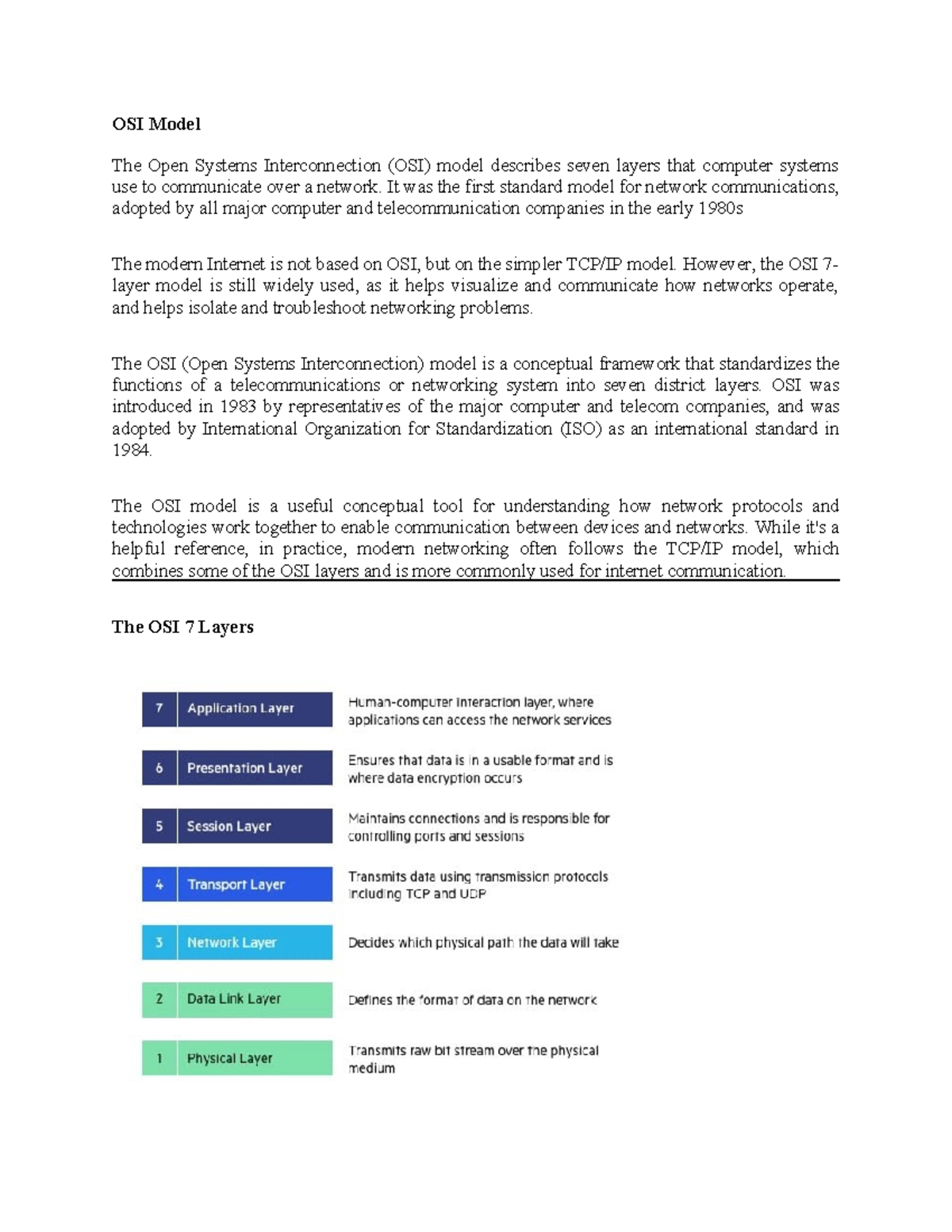 OSI- Model - adawdaw dag awwdfbjkbjkaw - OSI Model The Open Systems ...
