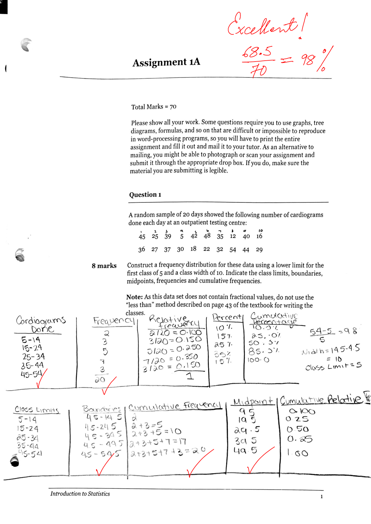 Assignment 1 GRADED - 0 Total Marks 70 Please show all your work. Some ...