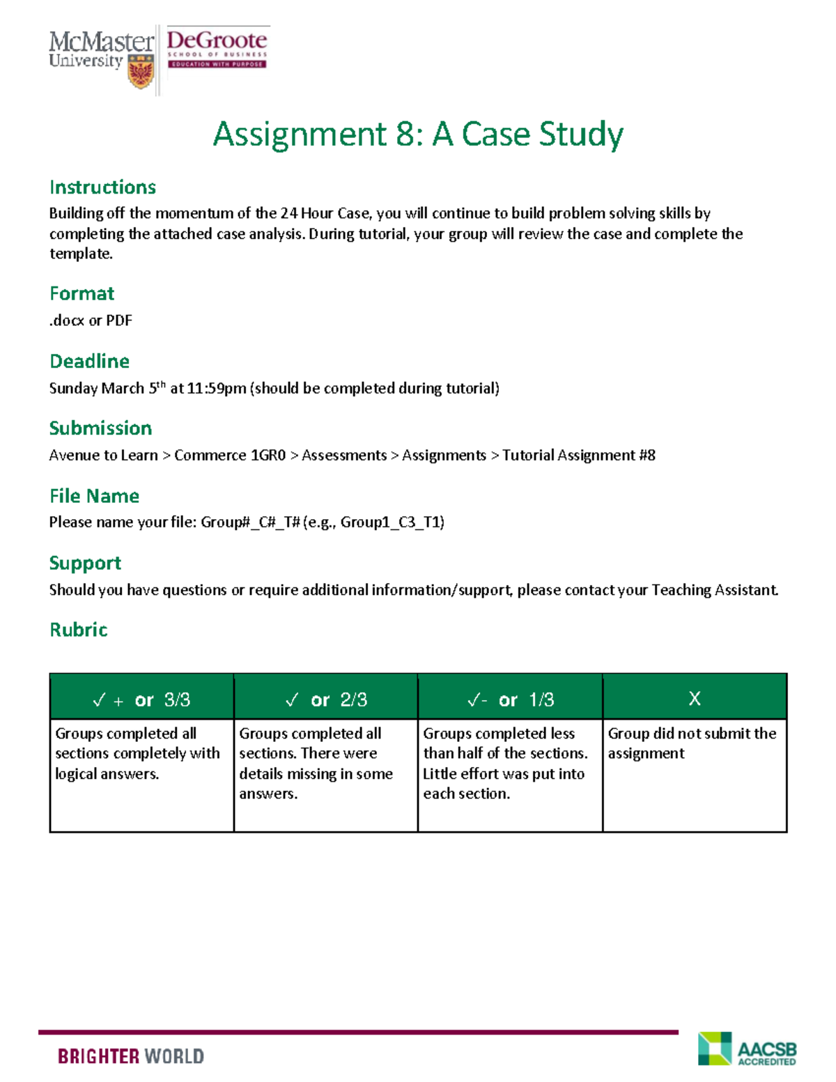1GR0 - Tutorial Assignment 8 - Assignment 8: A Case Study Instructions Building off the momentum ...