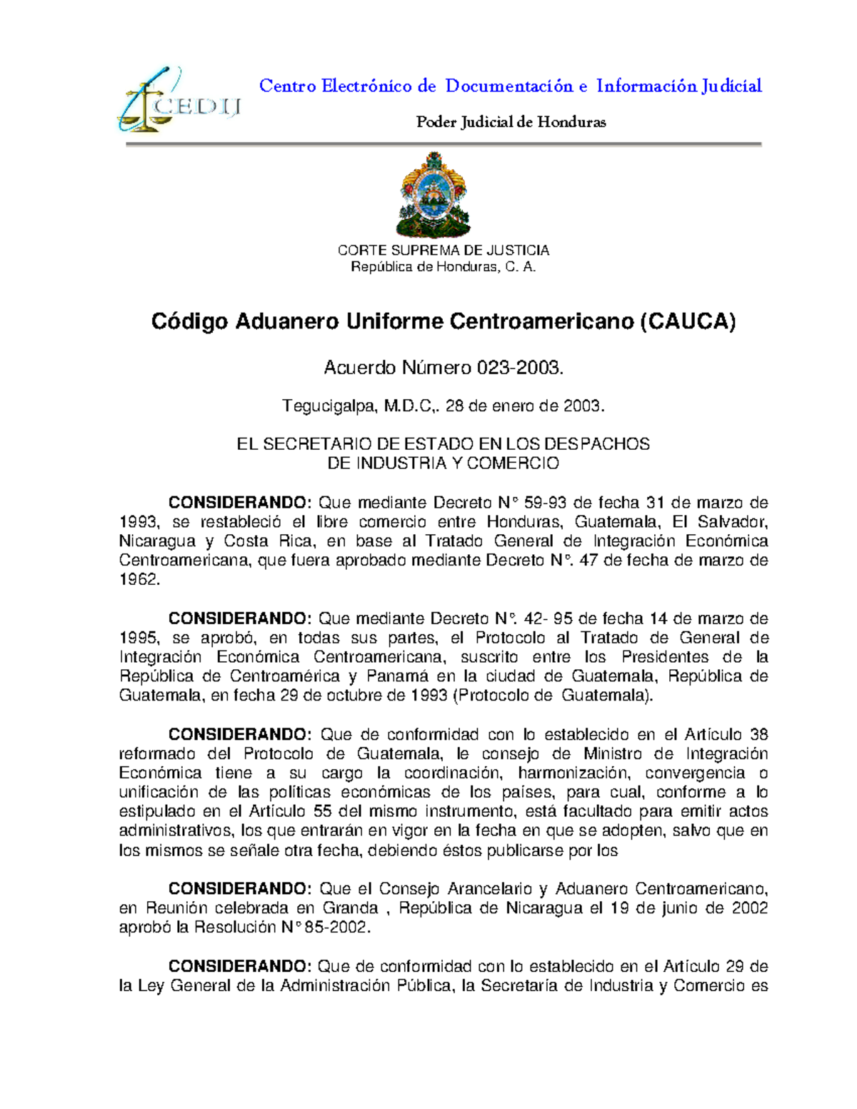 Codigo DE Aduana Uniforme Centroamericano - - Studocu