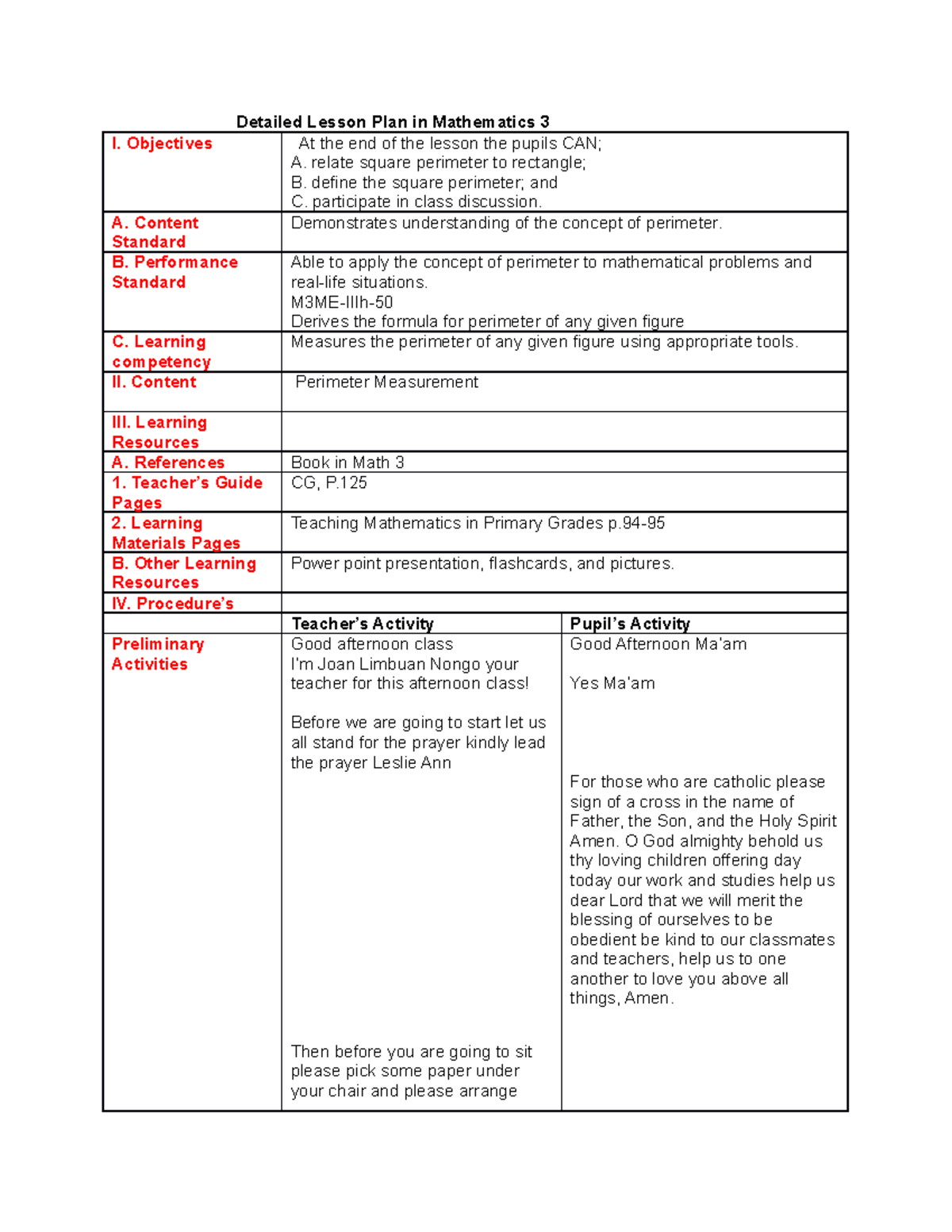 Joan Nongo Lesson PLAN IN MATH - Detailed Lesson Plan in Mathematics 3 ...