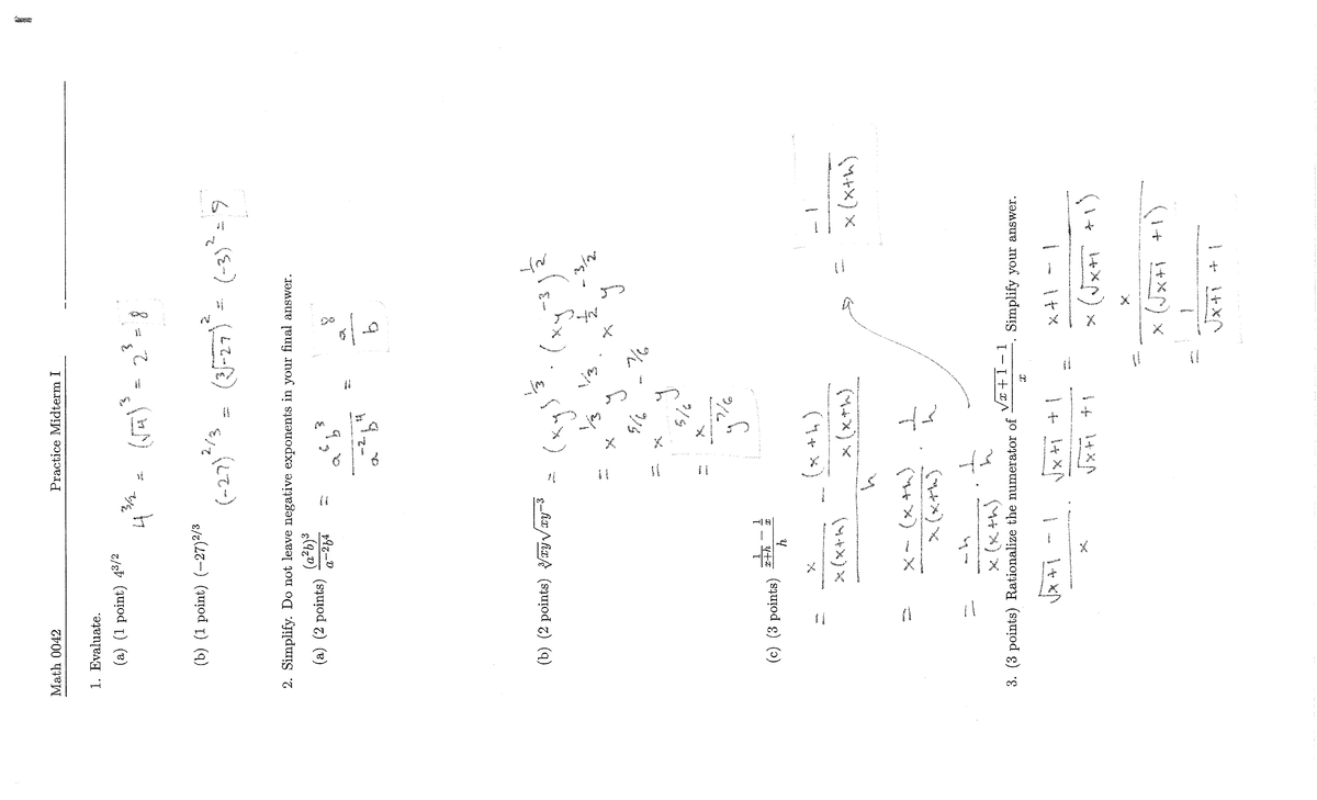 Practice Midterm I - MATH-0042 - Studocu