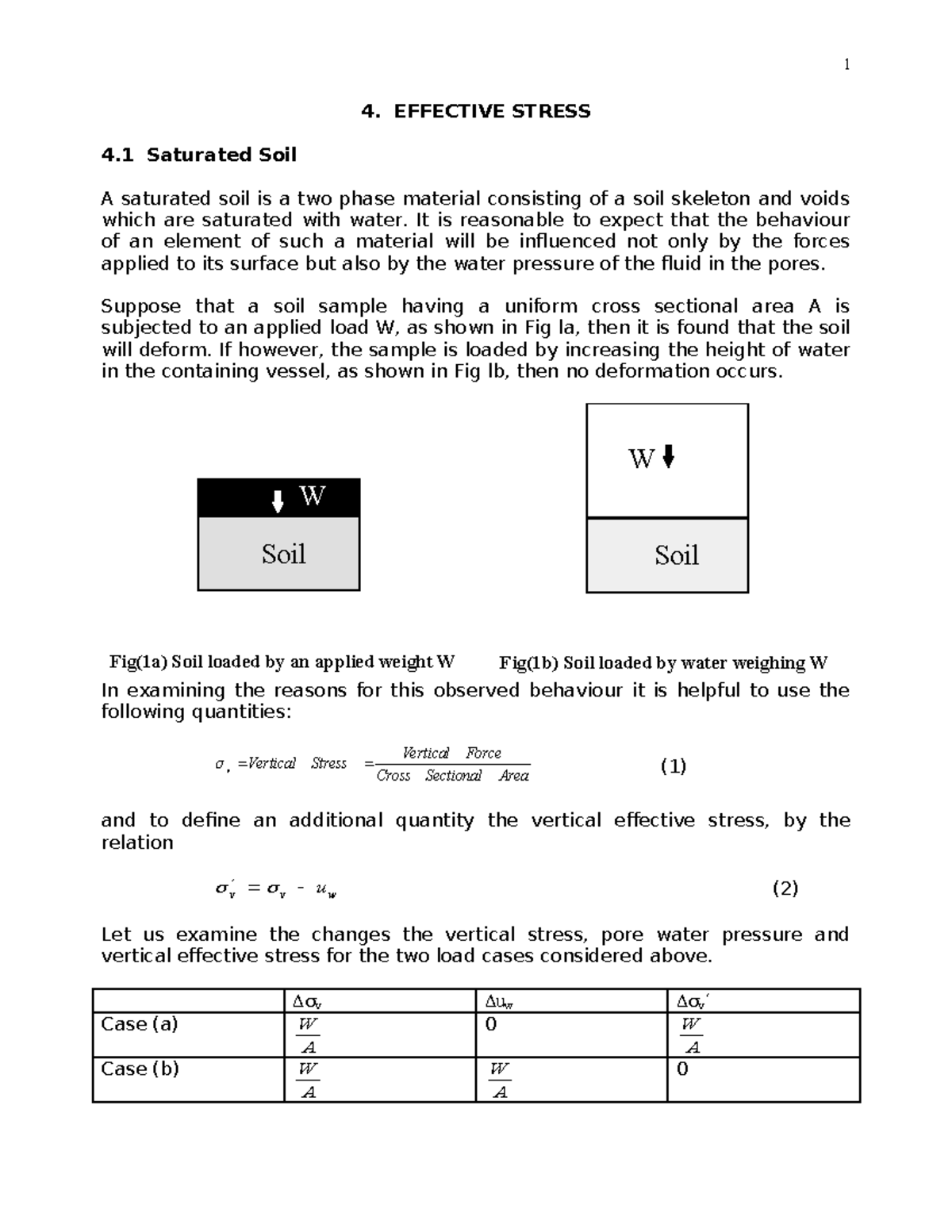 Effective stress - siol - 4. EFFECTIVE STRESS 4 Saturated Soil A ...