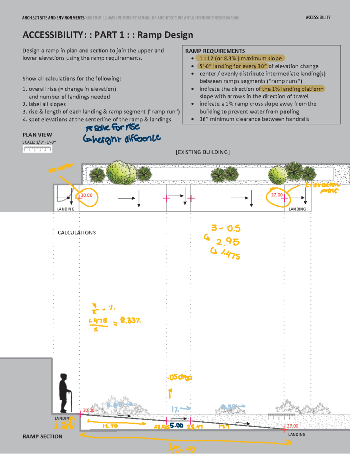 W08-Accessibility Part1&2 - [EXISTING BUILDING] Design a ramp in plan ...