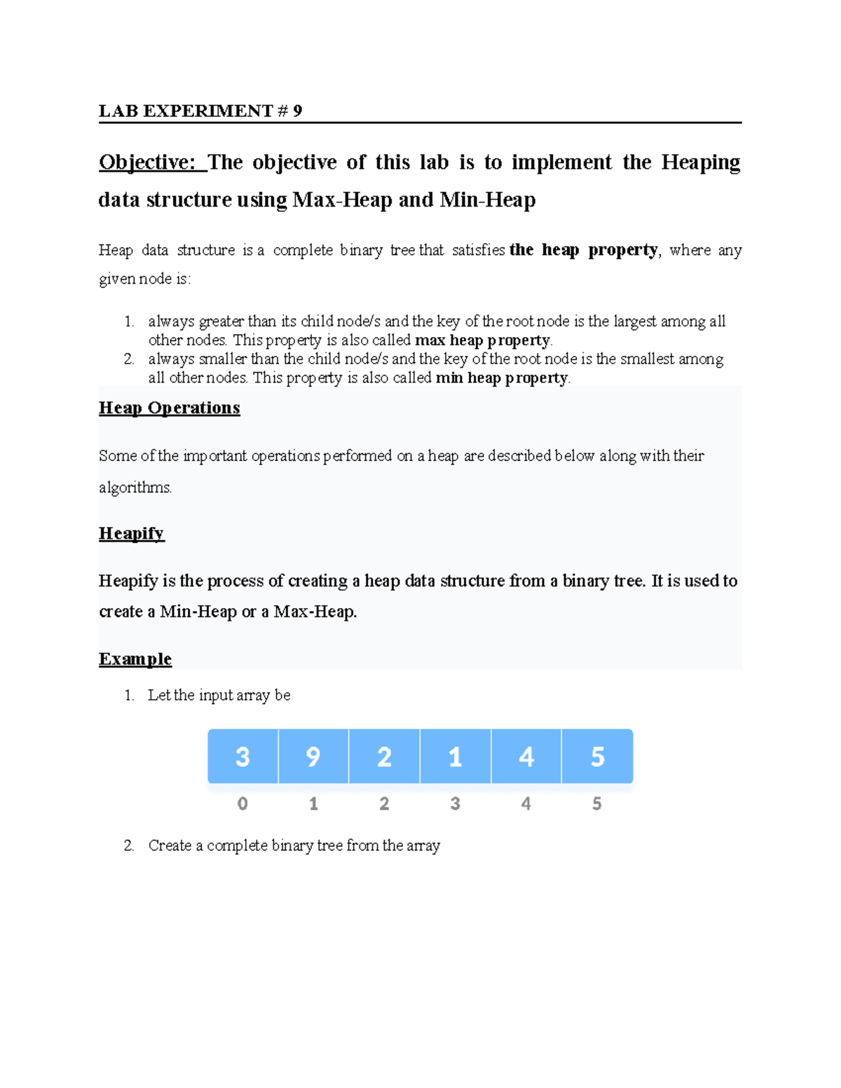 CSC215-Data Structure and Algo-Lab9 - LAB EXPERIMENT # 9 Objective: The objective of this lab is ...