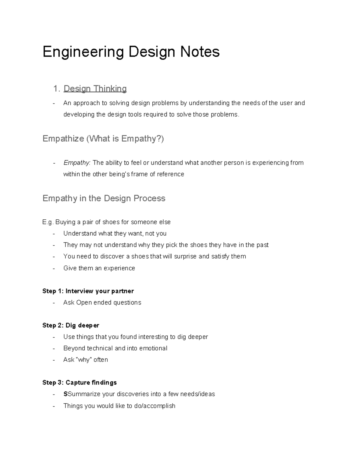 Engineering Design Notes - Design Thinking An approach to solving ...
