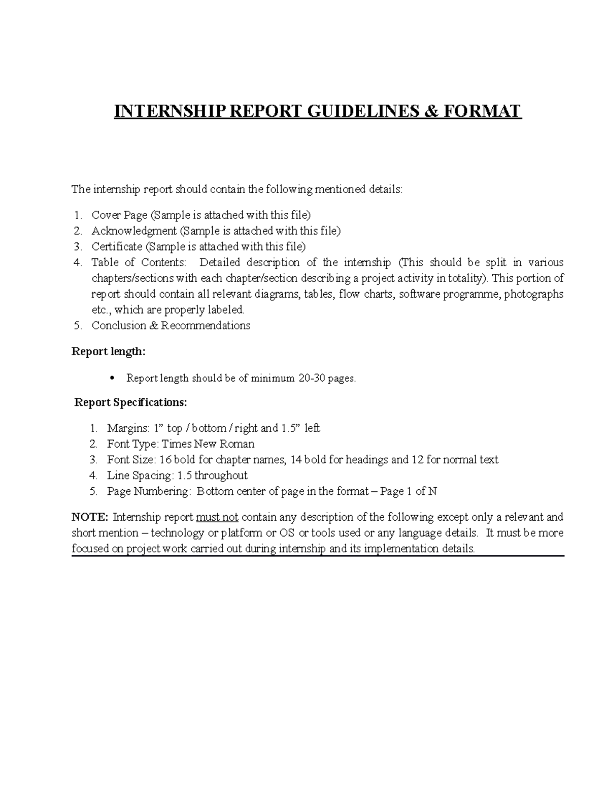 BCA plain Internship Report Guidelines Format 2022 - INTERNSHIP REPORT ...