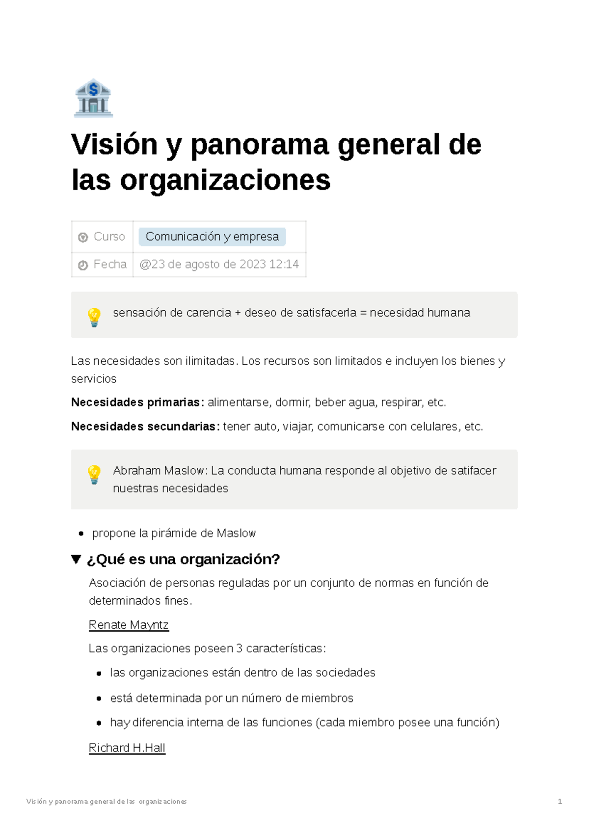 Vision y panorama general de las organizaciones - 🏦 Visión y panorama ...