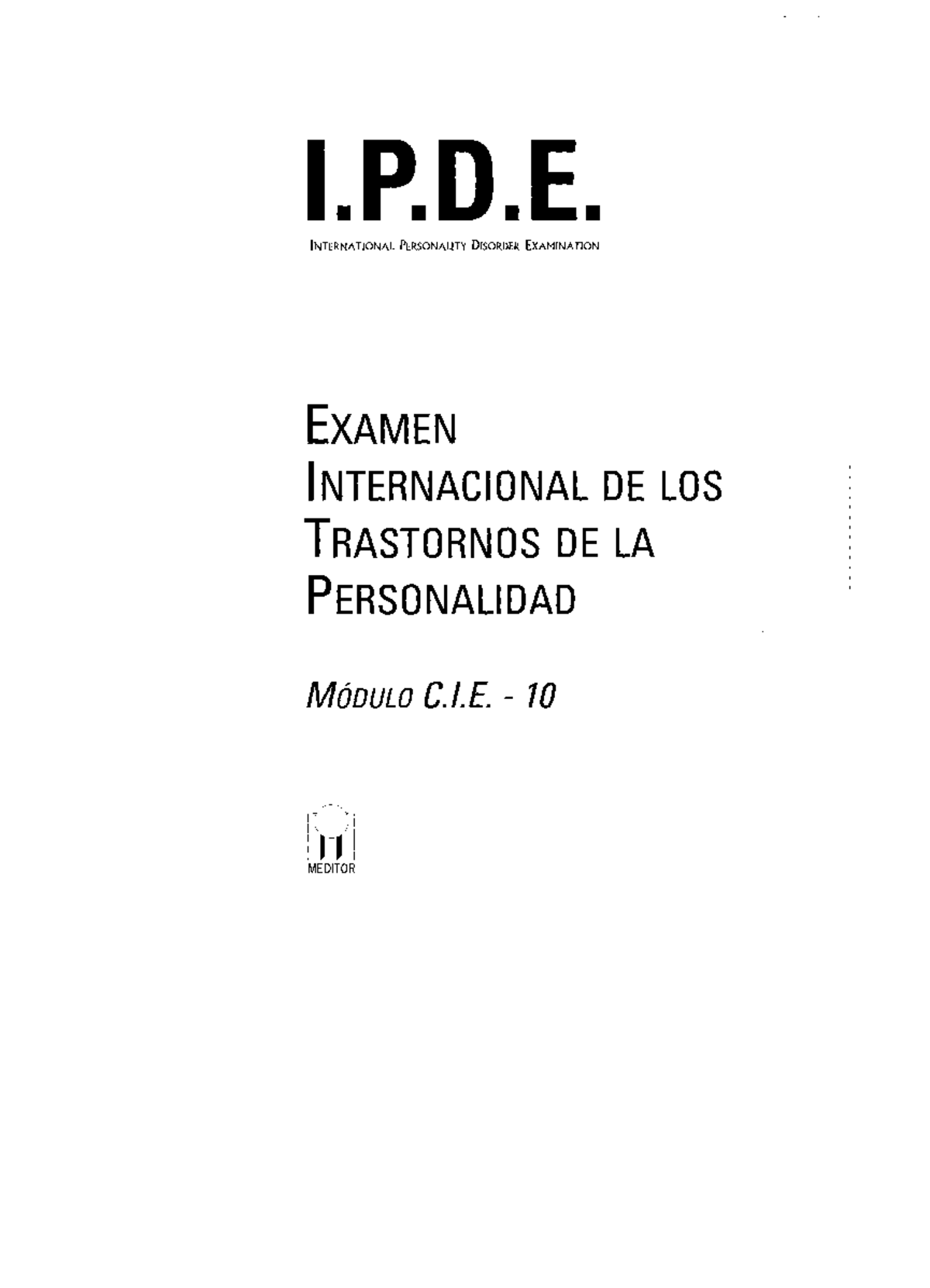 IPDE - test de personalidad - I.P.D. INTERNA TJONAL PERSONALITY ...
