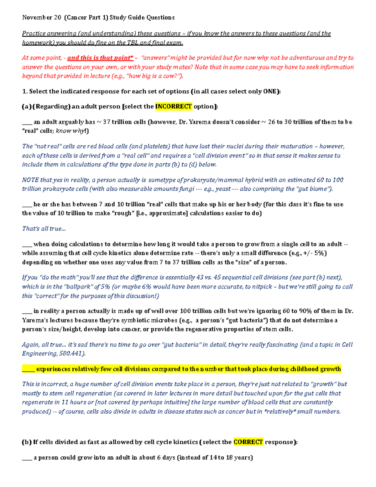 November 20 study guide with answers and commentary - Practice ...