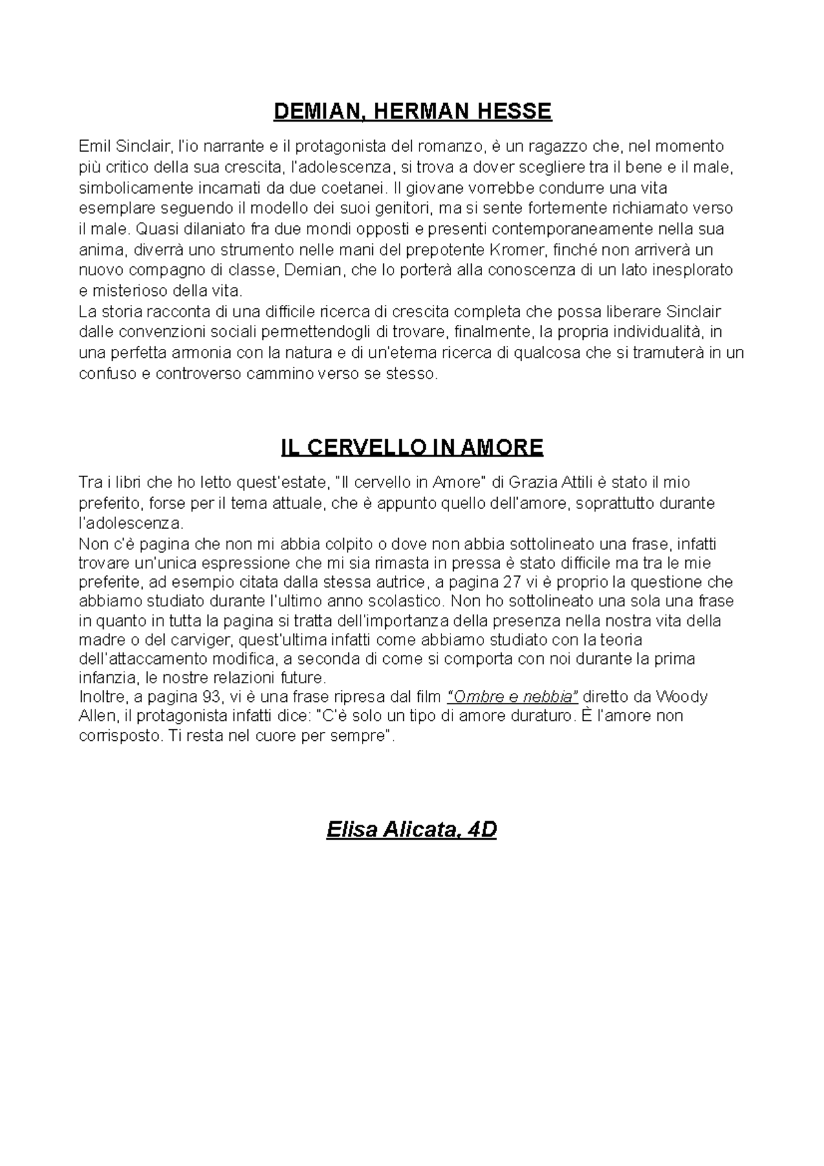 Demian - jndsnv - DEMIAN, HERMAN HESSE Emil Sinclair, l’io narrante e ...