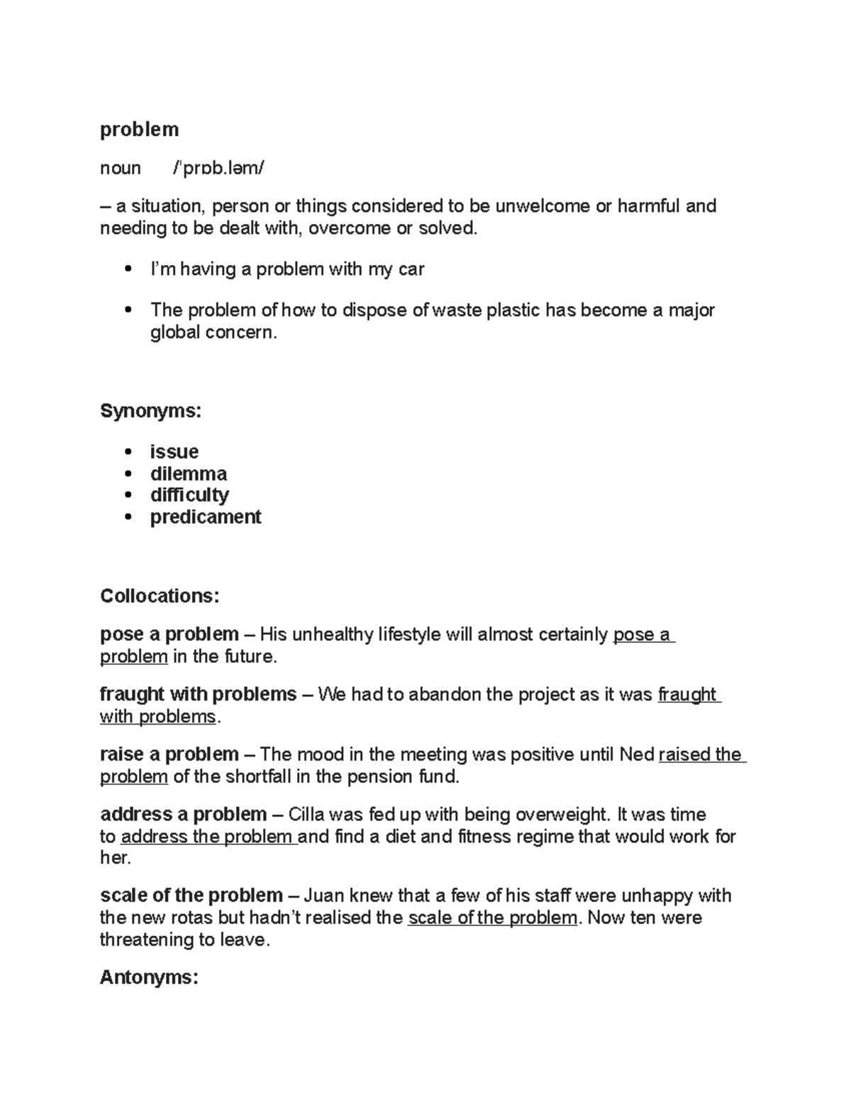 Lesson-for-kids - English for kids - problem noun / prˈ ɒbəm/ a ...