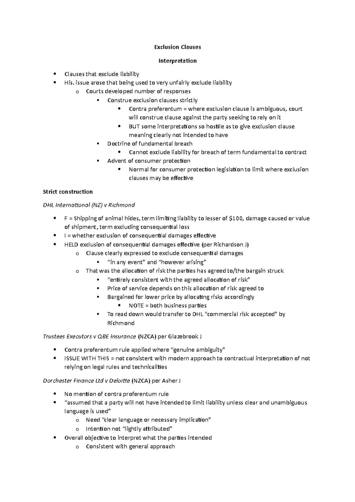 3. Exclusion Clauses - Lecture notes 3 - Exclusion Clauses ...