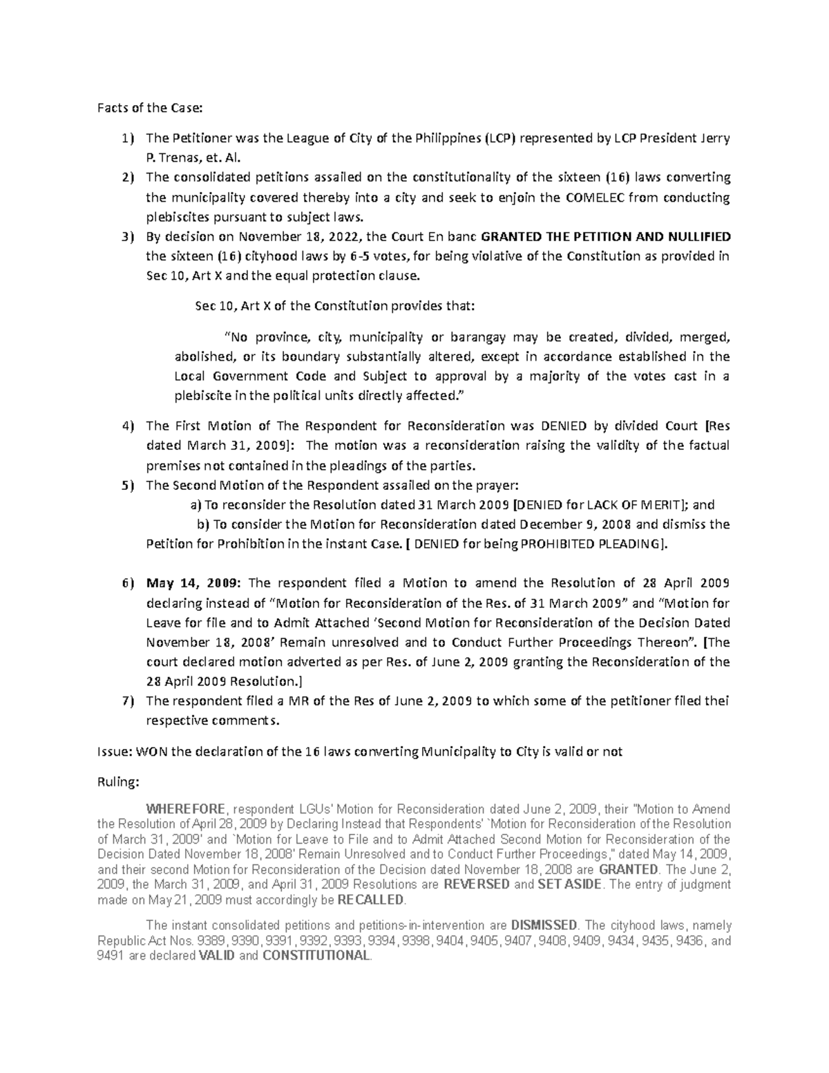 Facts of the Case - Lecture note for AB Polscie - Facts of the Case: 1 ...