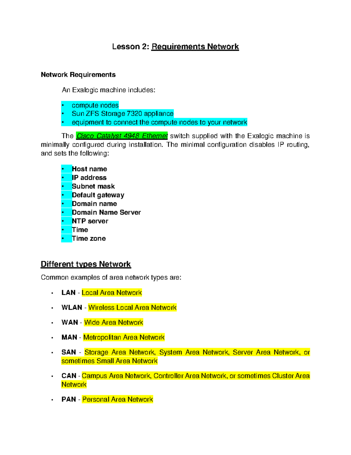 Lesson 2 Requirements Network - Lesson 2: Requirements Network Network ...