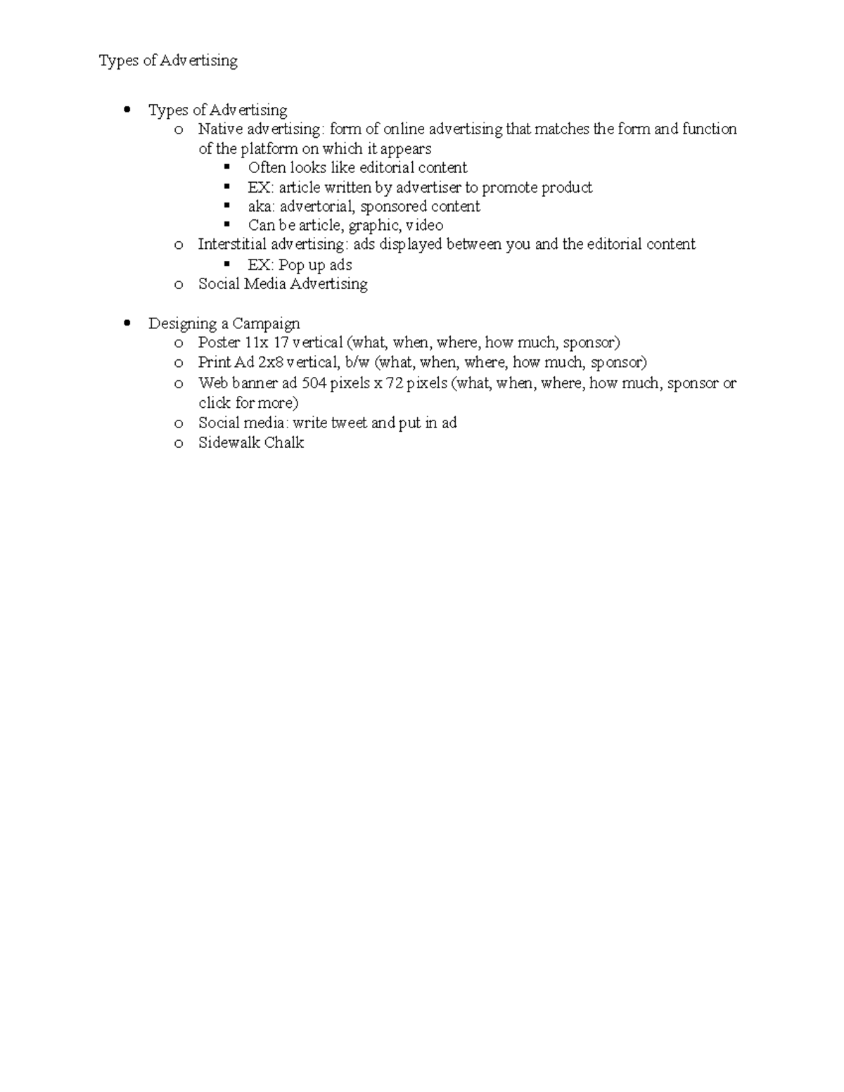 Types of Advertising - Lecture notes 1 - Types of Advertising Types of ...