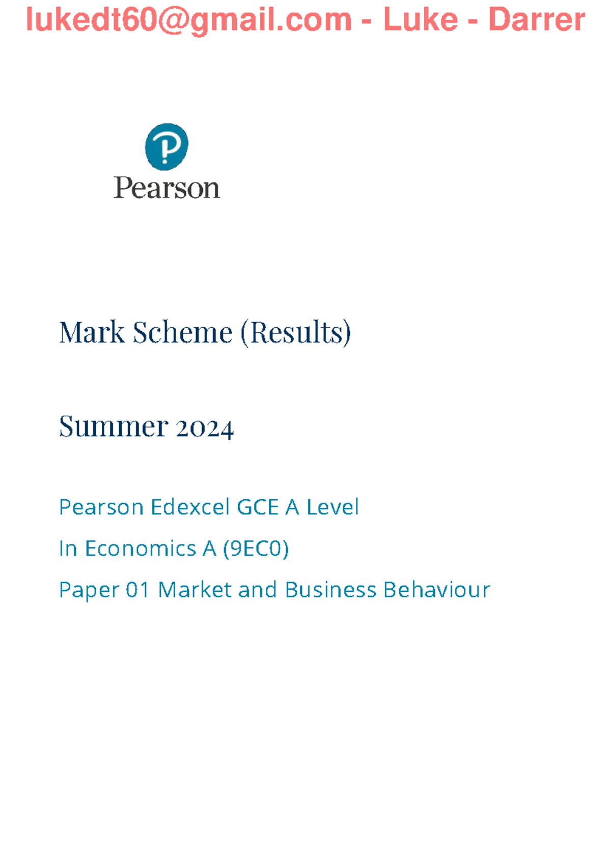 9ec0 Economics%20A Paper 1 MS 3 - Mark Scheme (Results) Summer 2024 ...